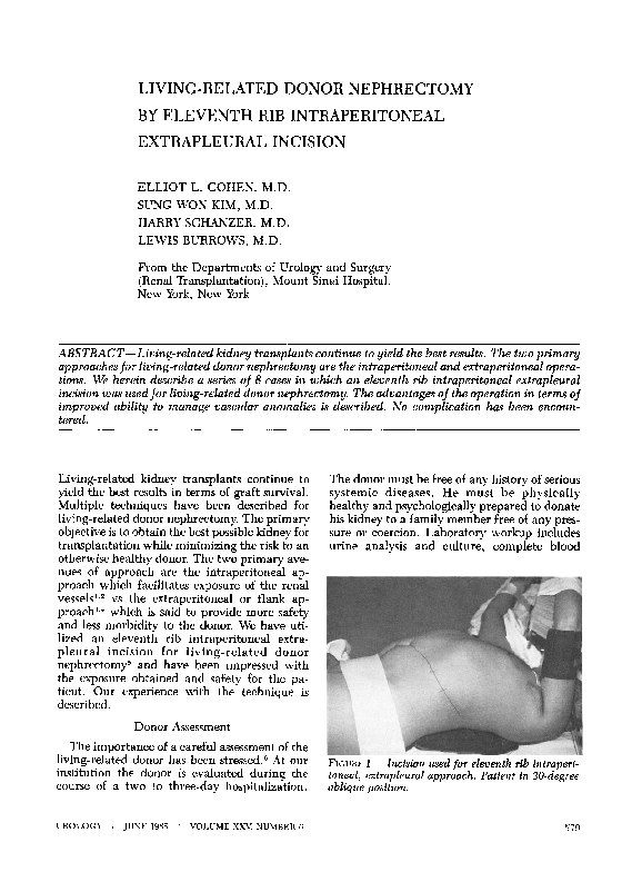 (PDF) Living-related donor nephrectomy by eleventh rib intraperitoneal ...