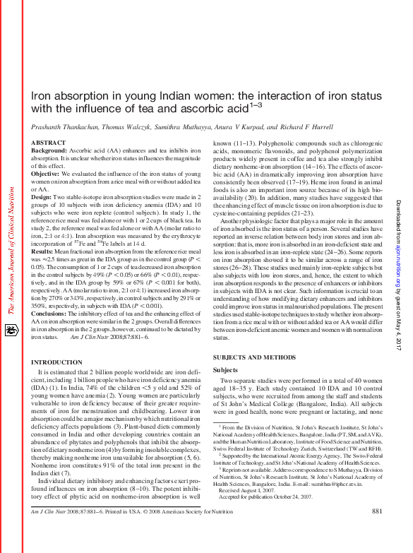 (PDF) Iron absorption in young Indian women: the interaction of iron ...