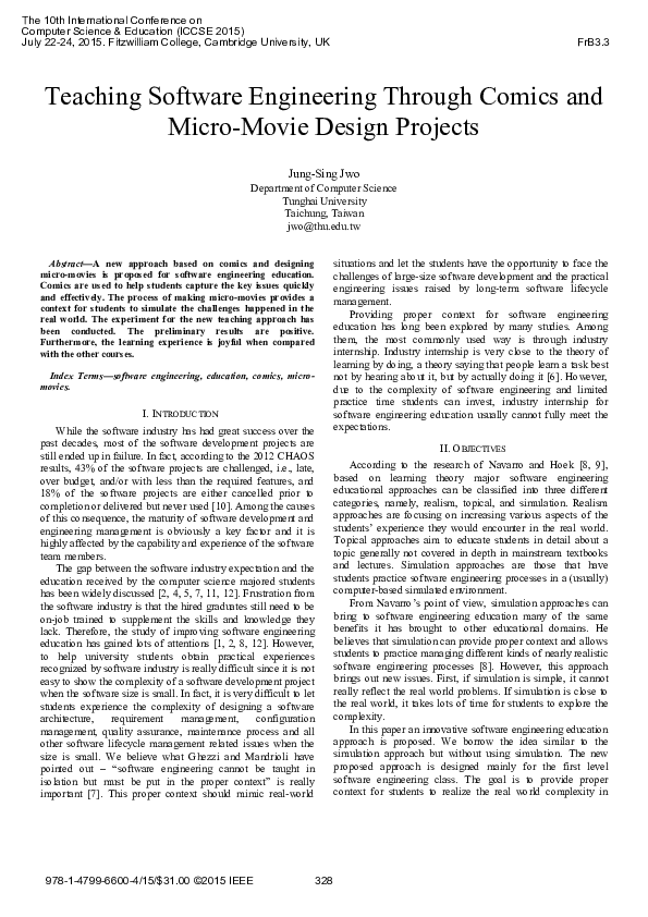 (PDF) Teaching Software Engineering Through Comics and Micro-Movie Design Projects