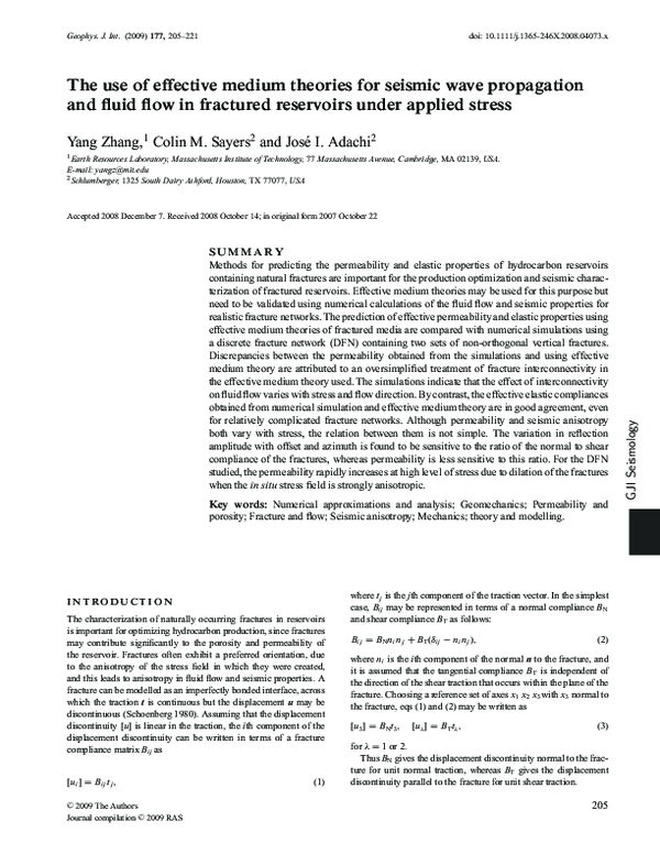Pdf The Use Of Effective Medium Theories For Seismic Wave Propagation And Fluid Flow In