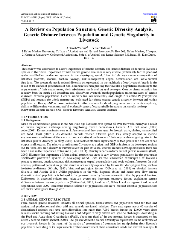 (PDF) A Review on Population Structure, Genetic Diversity Analysis ...