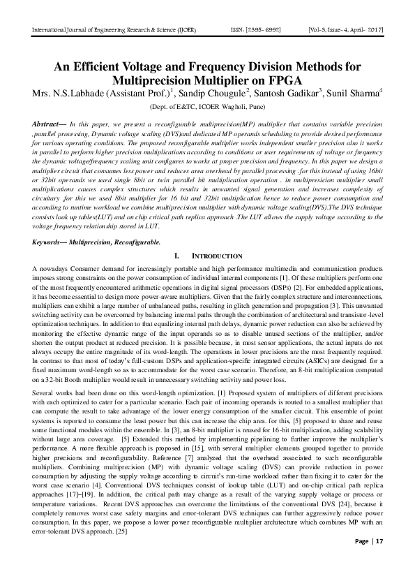 Pdf An Efficient Voltage And Frequency Division Methods For Multiprecision Multiplier On Fpga