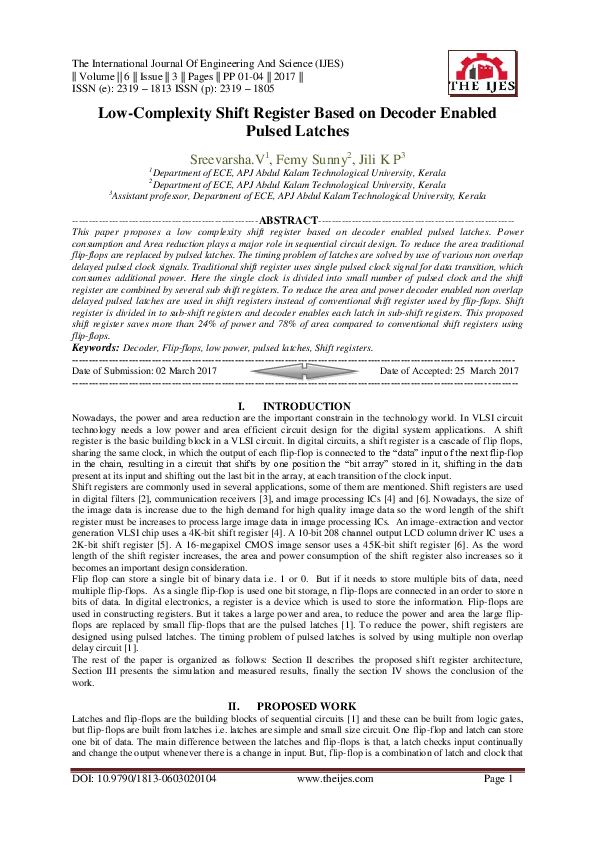 (PDF) Low-Complexity Shift Register Based on Decoder Enabled Pulsed Latches