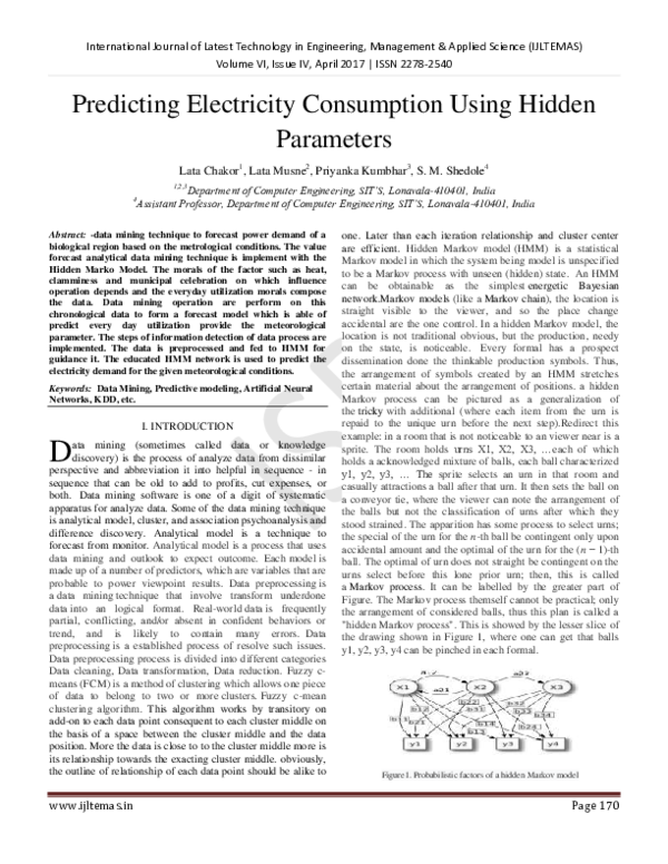 (PDF) Predicting Electricity Consumption Using Hidden Parameters