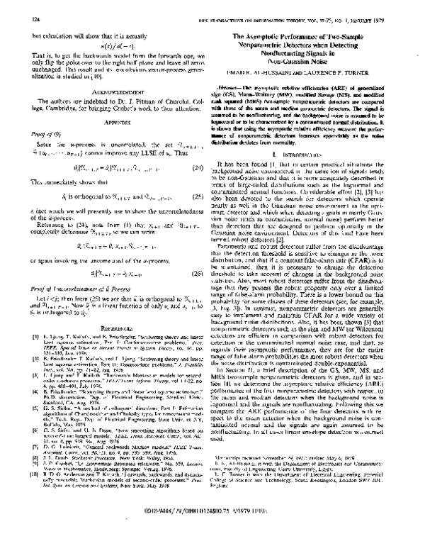 Pdf The Asymptotic Performance Of Two Sample Nonparametric Detectors When Detecting