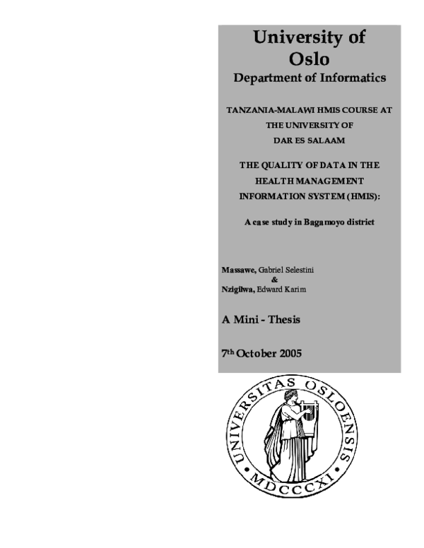 PDF THE QUALITY OF DATA IN THE HEALTH MANAGEMENT INFORMATION SYSTEM HMIS A Case Study In pdf-the-quality-of-data-in-the-health-management-information-system-hmis-a-case-study-in