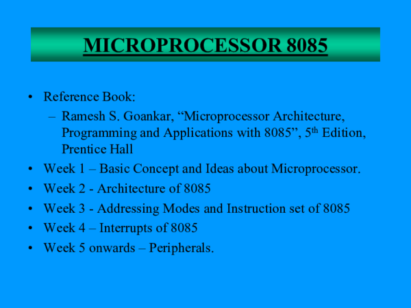(PDF) UNIT I 8085 ARCHITECTURE
