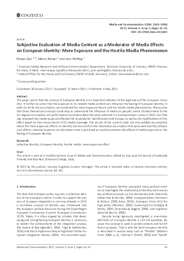 (PDF) Subjective Evaluation of Media Content as a Moderator of Media ...