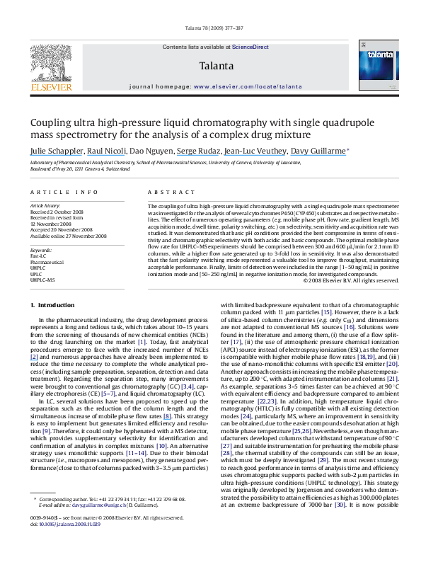 (PDF) Coupling ultra high-pressure liquid chromatography with single ...