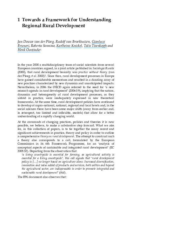 (PDF) Towards a framework for understanding regional rural development
