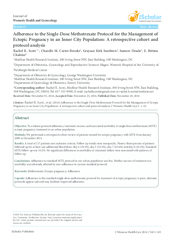 Pdf Adherence To The Single Dose Methotrexate Protocol For The
