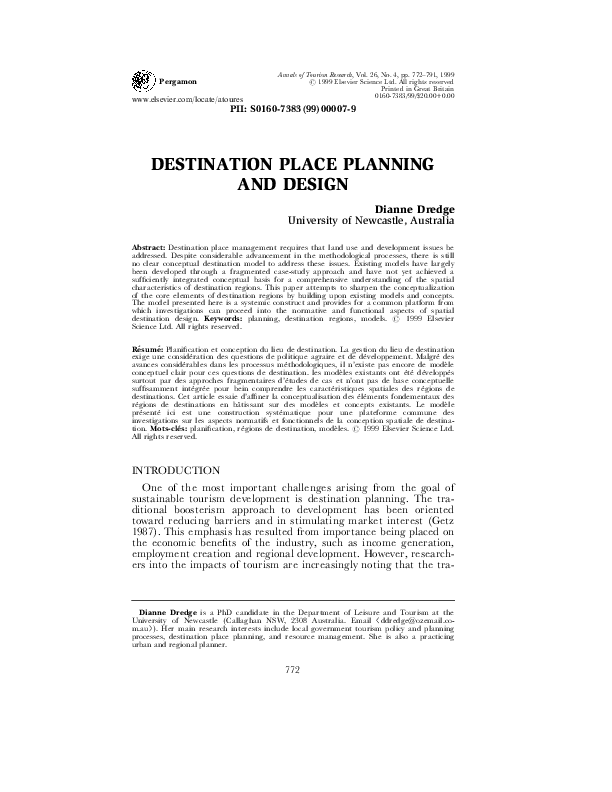 (PDF) Destination place planning and design