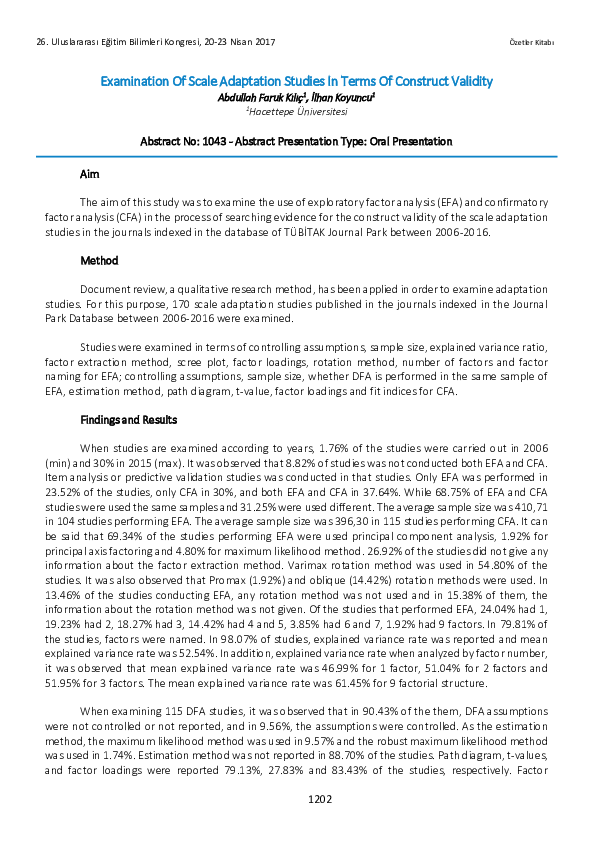 (PDF) Examination Of Scale Adaptation Studies In Terms Of Construct ...