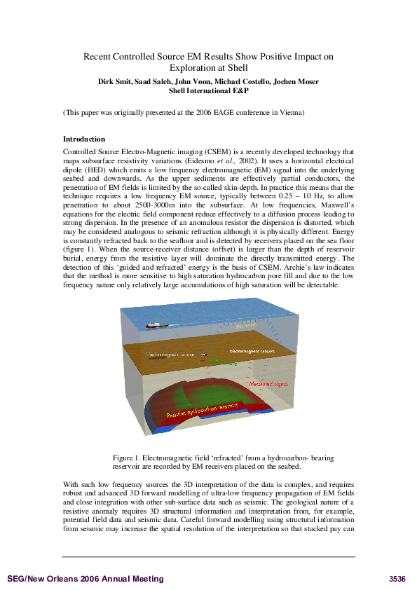 (PDF) Recent Controlled Source EM results show positive impact on ...