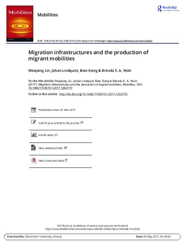 (PDF) Migration infrastructures and the production of migrant ...