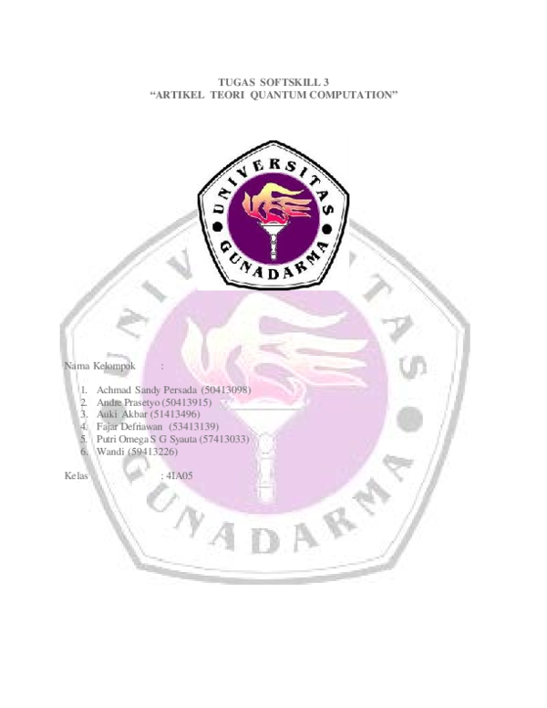 Pdf Tugas Softskill 3 Artikel Teori Quantum Computation Nama Kelompok
