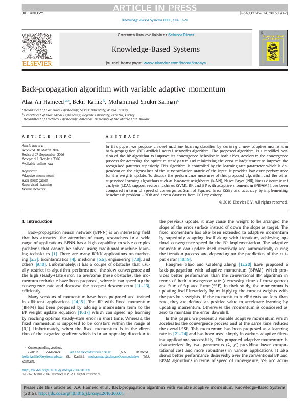 Pdf Back Propagation Algorithm With Variable Adaptive Momentum 5820