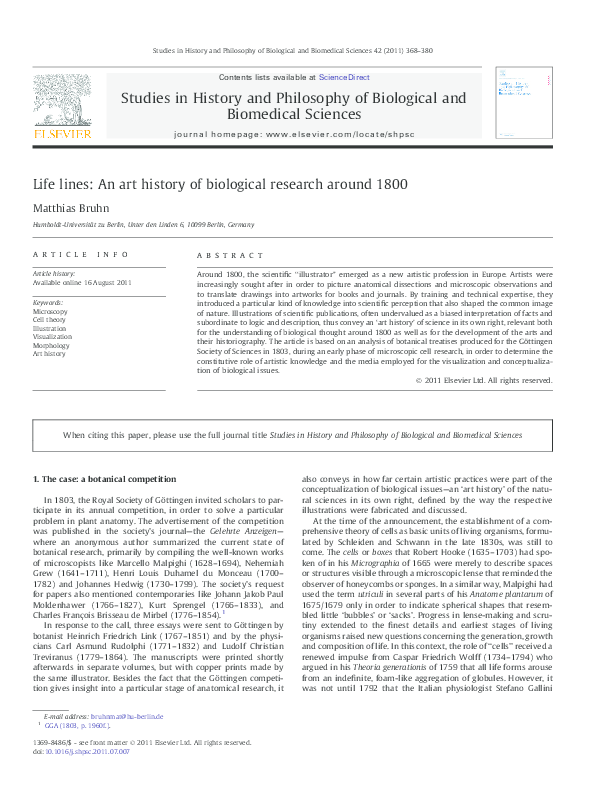 (PDF) Life lines: An art history of biological research around 1800
