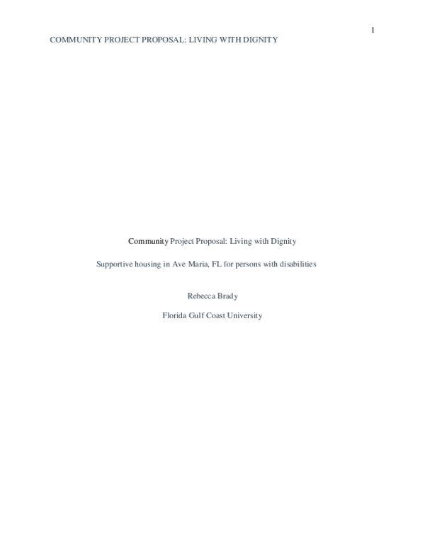 (PDF) COMMUNITY PROJECT PROPOSAL: Supportive housing in Ave Maria, FL ...