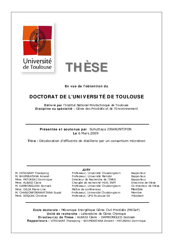 (PDF) Titre : Décoloration d'effluents de distillerie par un consortium ...