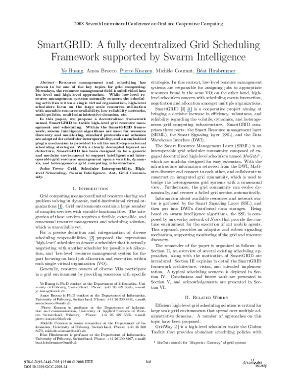 Pdf Smartgrid A Fully Decentralized Grid Scheduling Framework Supported By Swarm Intelligence
