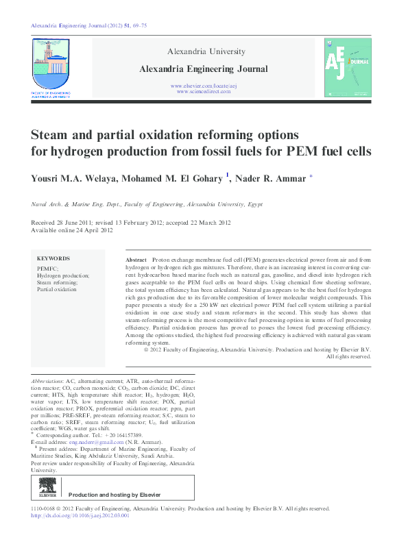 (PDF) Steam and partial oxidation reforming options for hydrogen ...
