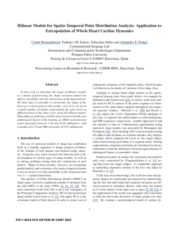 Pdf Bilinear Models For Spatio Temporal Point Distribution Analysis
