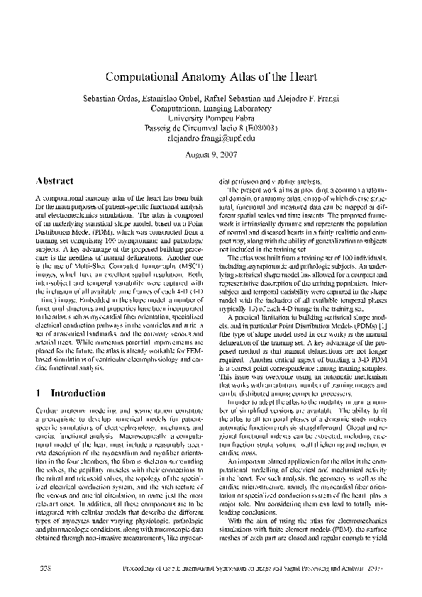 (PDF) Computational Anatomy Atlas of the Heart