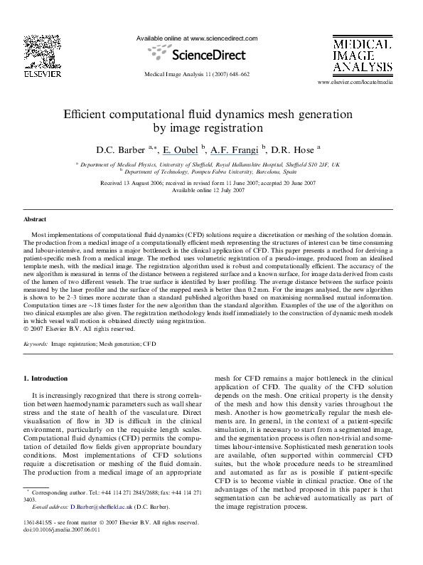 Pdf Efficient Computational Fluid Dynamics Mesh Generation By Image