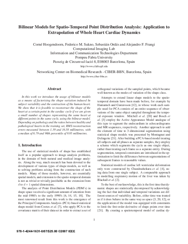 (PDF) Bilinear Models for Spatio-Temporal Point Distribution Analysis: Application to ...