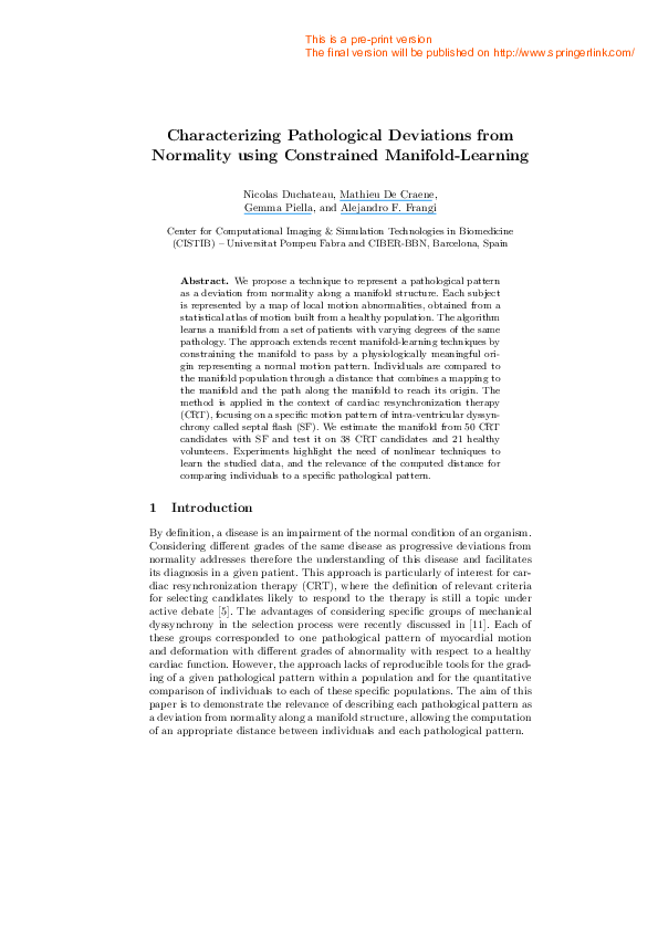 Pdf Characterizing Pathological Deviations From Normality Using Constrained Manifold Learning