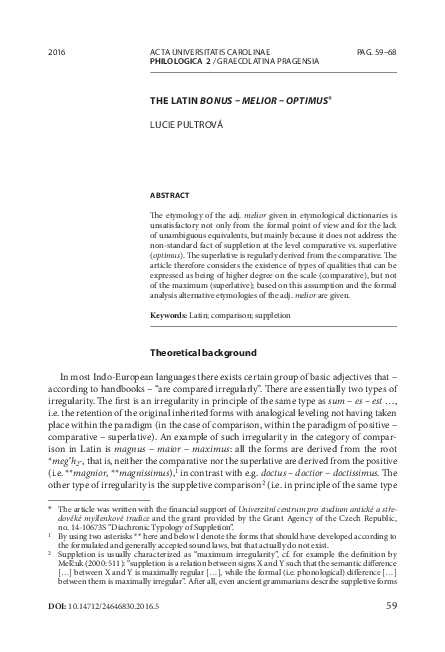 (PDF) The Latin bonus – melior – optimus