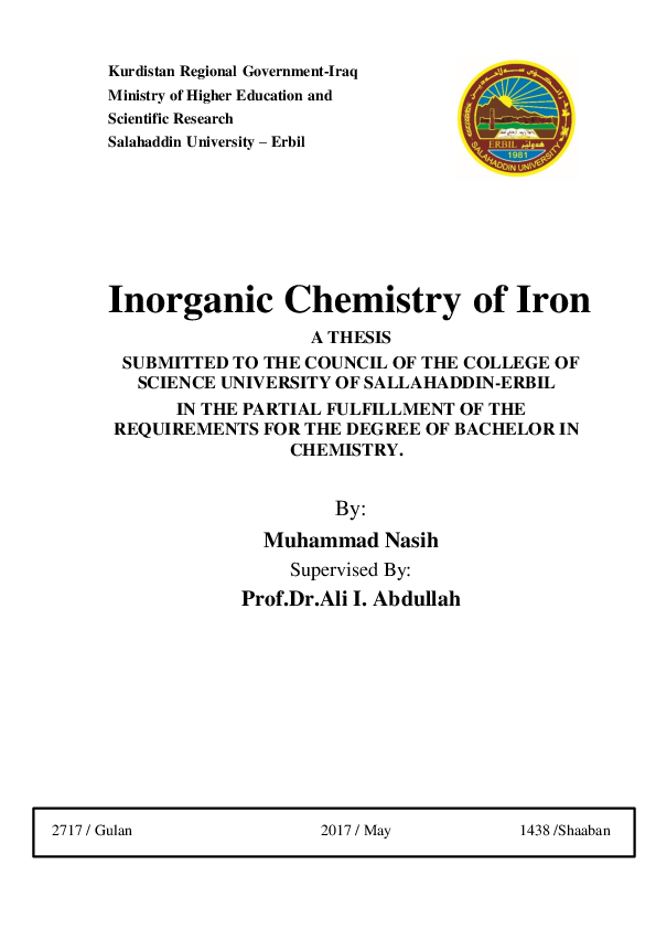 (PDF) Report about : Chemistry of iron