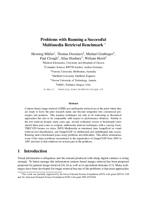 (PDF) Problems with running a successful multimedia retrieval benchmark