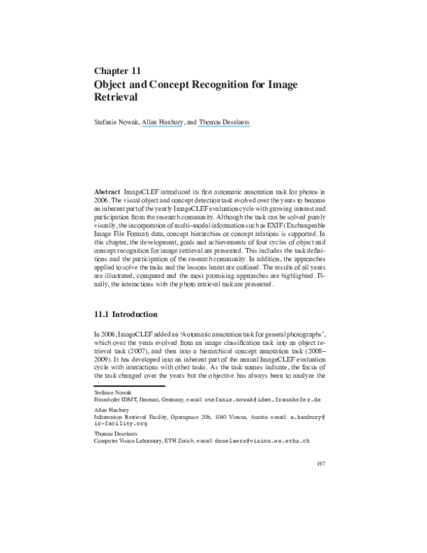 Pdf Object And Concept Recognition For Image Retrieval Thomas