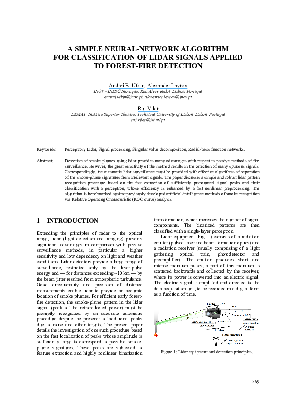 Pdf A Simple Neural Network Algorithm For Classification Of Lidar