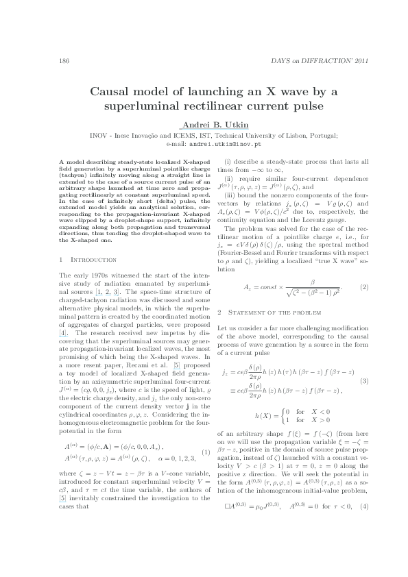 (PDF) Causal model of launching an X wave by a superluminal rectilinear ...