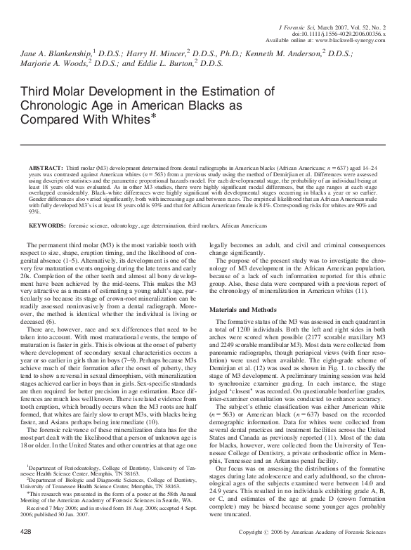 (PDF) Third Molar Development in the Estimation of Chronologic Age in ...