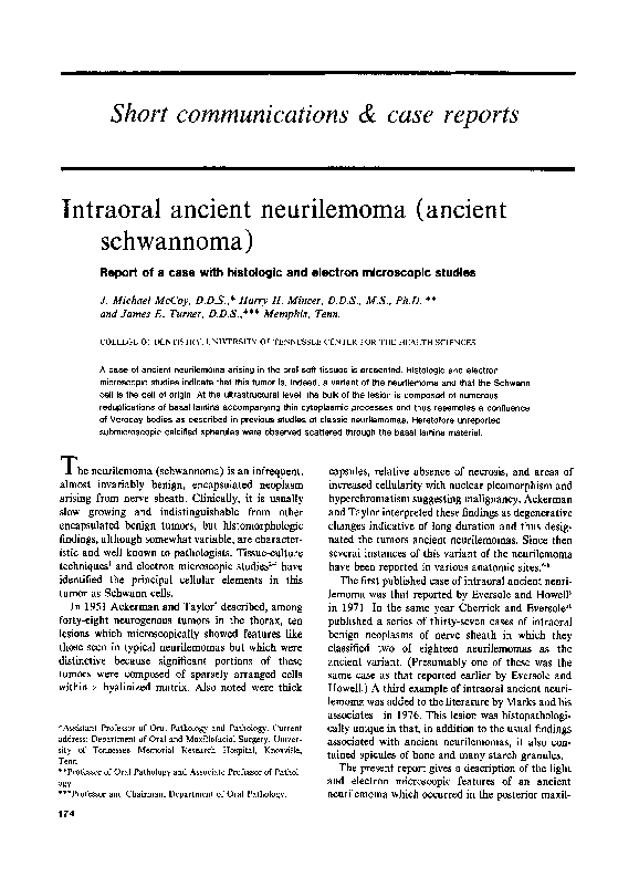 (PDF) Intraoral ancient neurilemoma (ancient schwannoma). Report of a ...