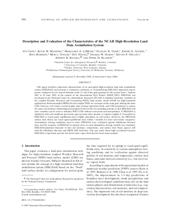 (PDF) Description and Evaluation of the Characteristics of the NCAR ...