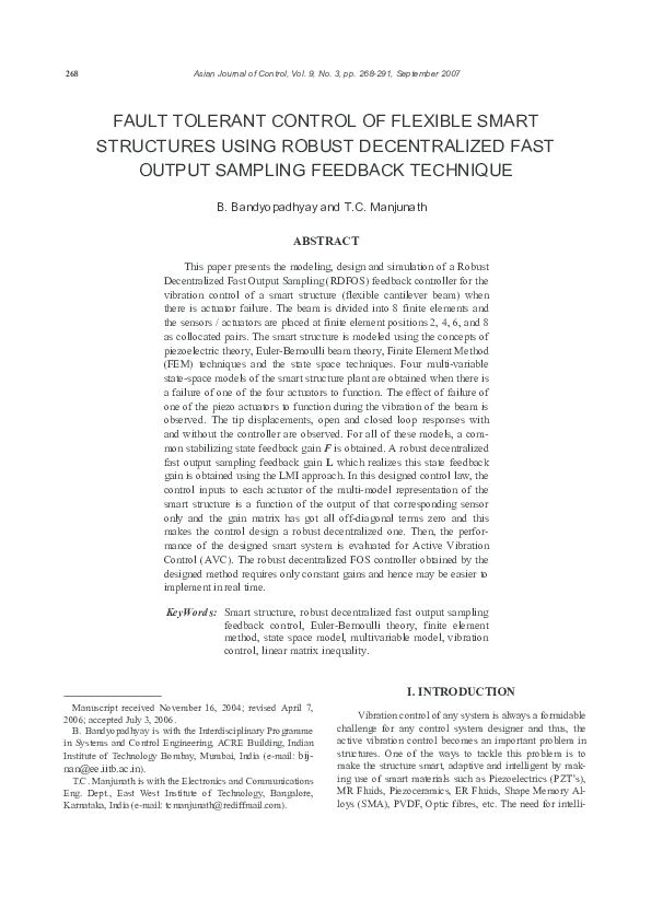 (PDF) Active vibration control of cantilever beam by using PID based output feedback controller ...