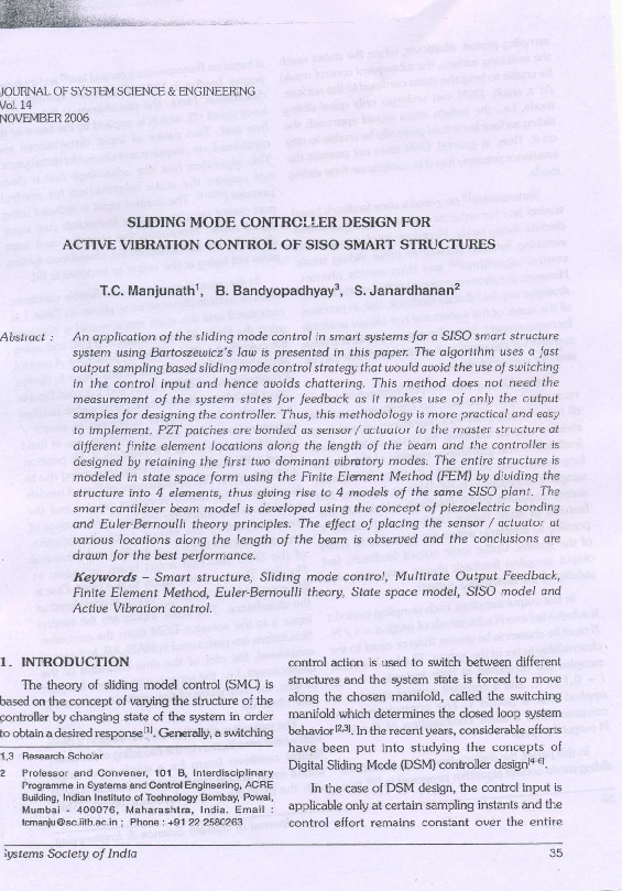 Pdf Multirate Output Feedback Based Sliding Mode Controller Design For Active Vibration