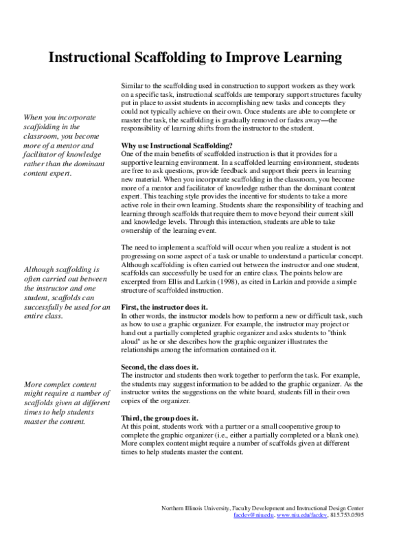 (PDF) Instructional Scaffolding to Improve Learning