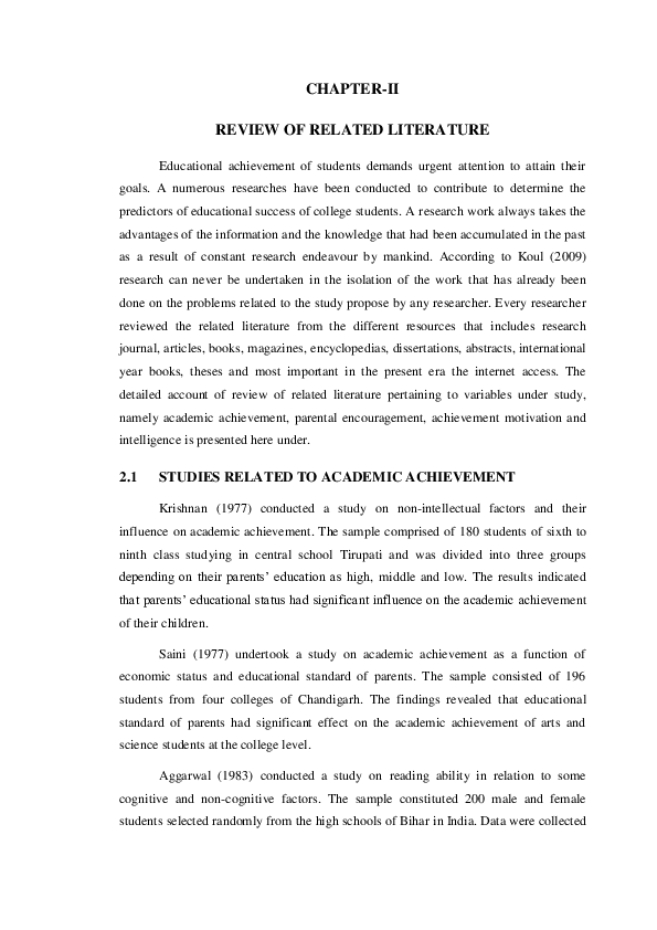 (PDF) CHAPTER-II REVIEW OF RELATED LITERATURE