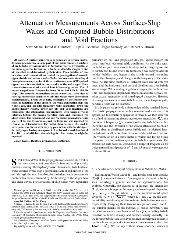 (PDF) Attenuation Measurements Across Surface-Ship Wakes and Computed Bubble Distributions and ...
