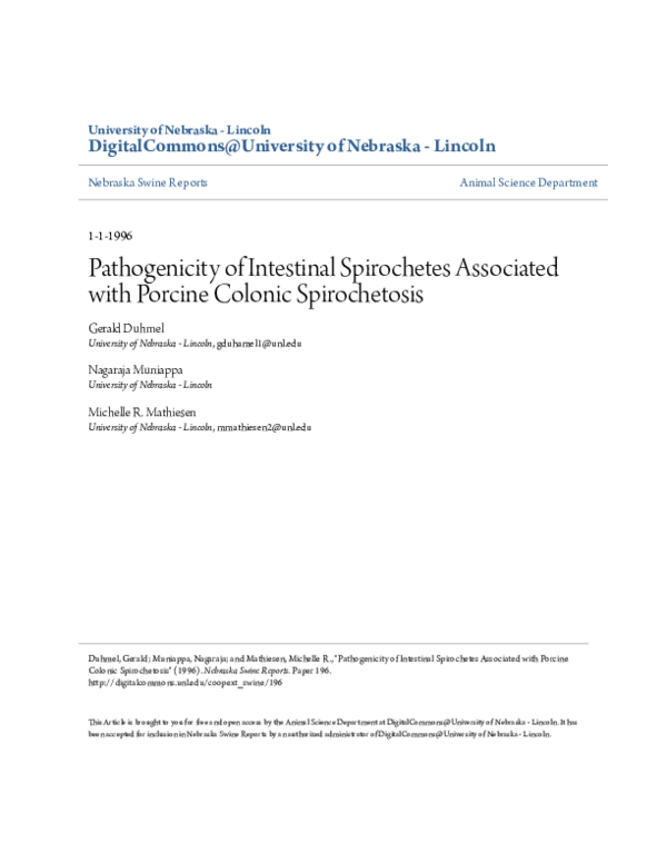 (PDF) Pathogenicity of Intestinal Spirochetes Associated with Porcine ...