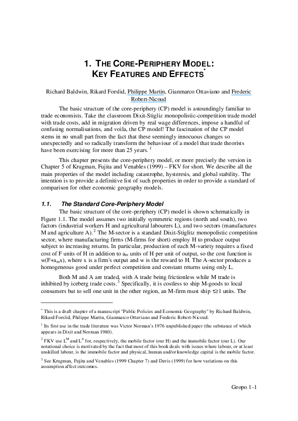 (PDF) The core–periphery model key features and effects