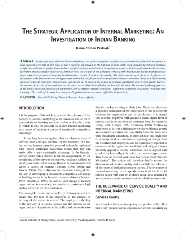 (PDF) the Strategic Application of Internal Marketing: An Investigation ...