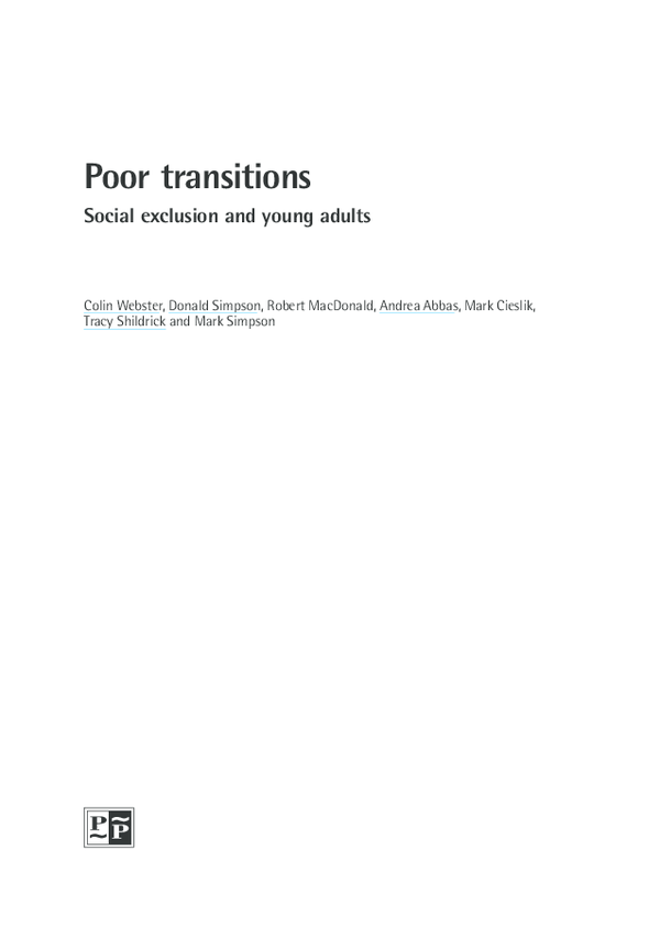 (PDF) Poor transitions Social exclusion and young adults