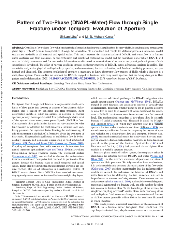 (PDF) Pattern of Two-Phase (DNAPL-Water) Flow through Single Fracture ...